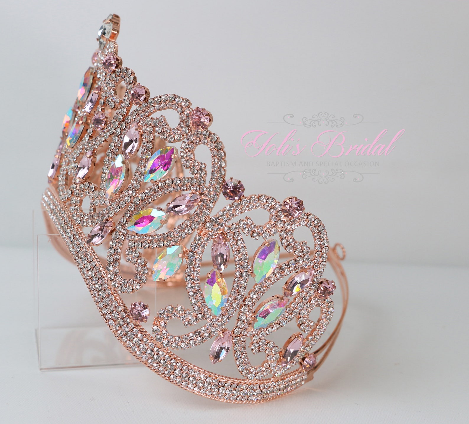 FAST SHIPPING! Rose Gold AB Sparkling Tiara, Crystal Tiara, Wedding ...