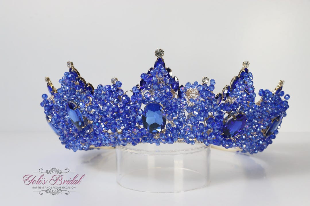 FAST SHIPPING! Beautiful Blue Tiara With Crystals, Crystal Tiara ...