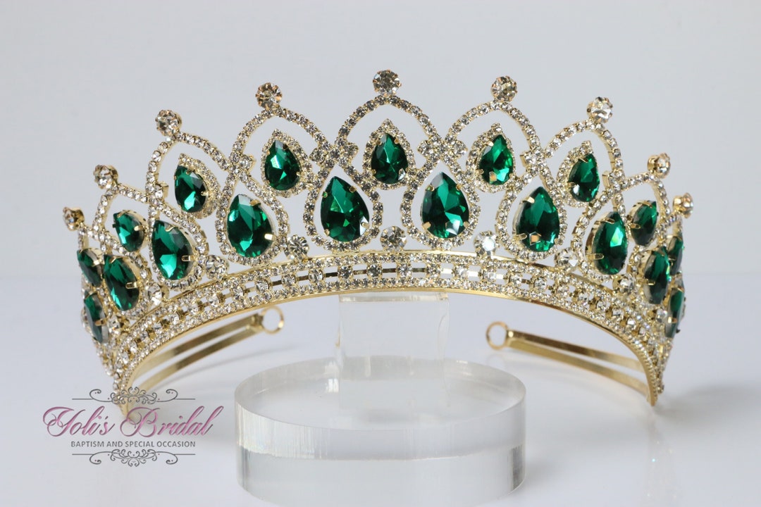 FAST SHIPPING!!! Gold With Jade Stones Crown, Gorgeous Gold Tiara ...