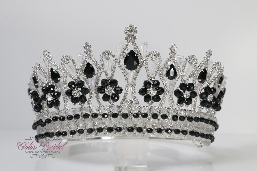 FAST SHIPPING! Beautiful Black Tiara With Crystals, Crystal Tiara ...