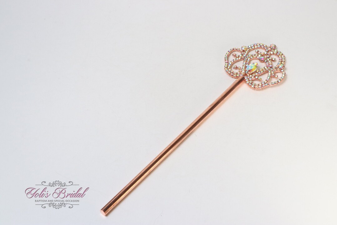 FAST SHIPPING!! Beautiful Rose Gold Scepter, Crystal Scepter, Princess ...