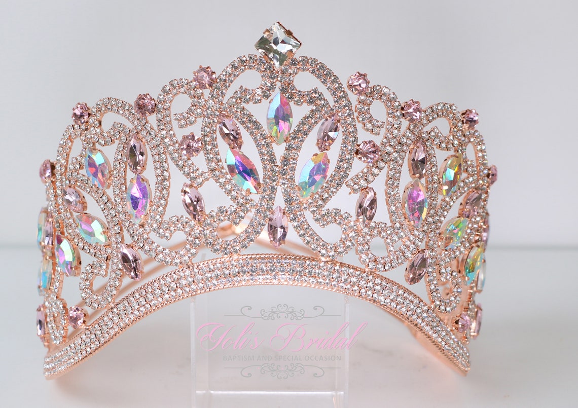 FAST SHIPPING! Rose Gold AB Sparkling Tiara, Crystal Tiara, Wedding ...
