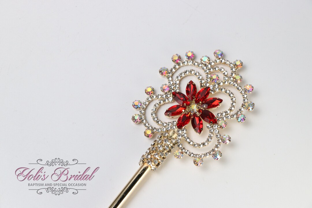 FAST SHIPPING!! Beautiful Gold Scepter With Red Stones, Gorgeous AB ...