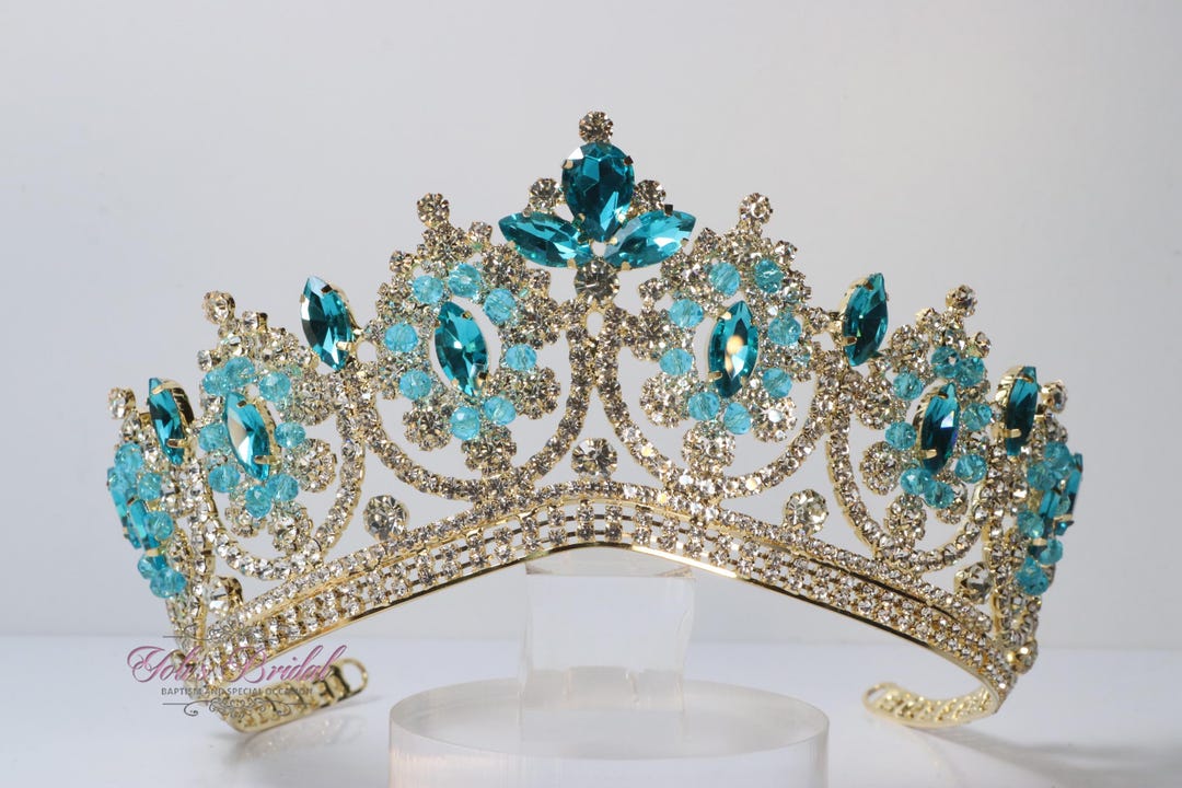 FAST SHIPPING! Gold With Turquoise Stones Tiara, Gorgeous Gold Tiara ...