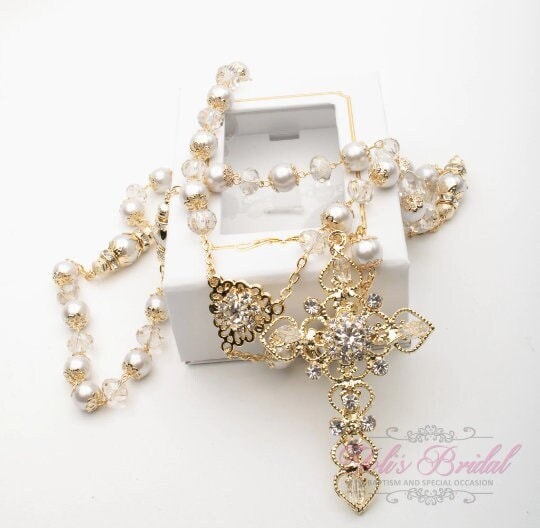 FAST SHIPPING!! Beautiful Handcrafted Gold Rosary, Wedding Rosary ...