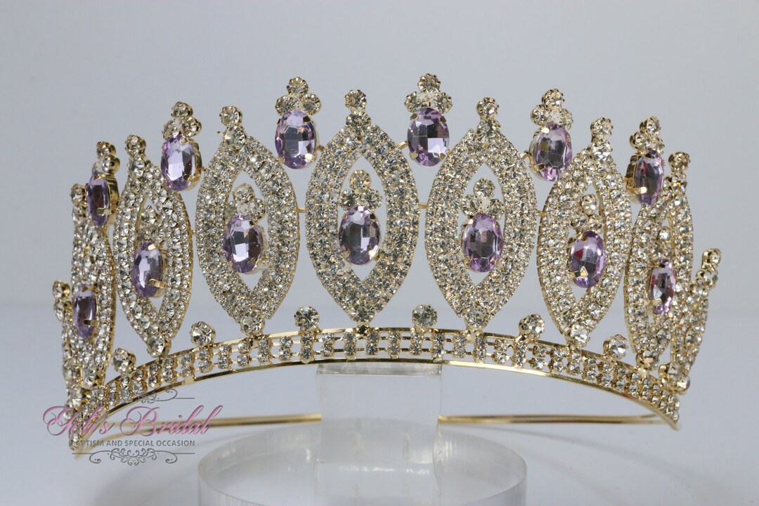 FAST SHIPPING!! Gold With Lilac Stones Tiara, Lilac Tiara, Bridal Crown ...