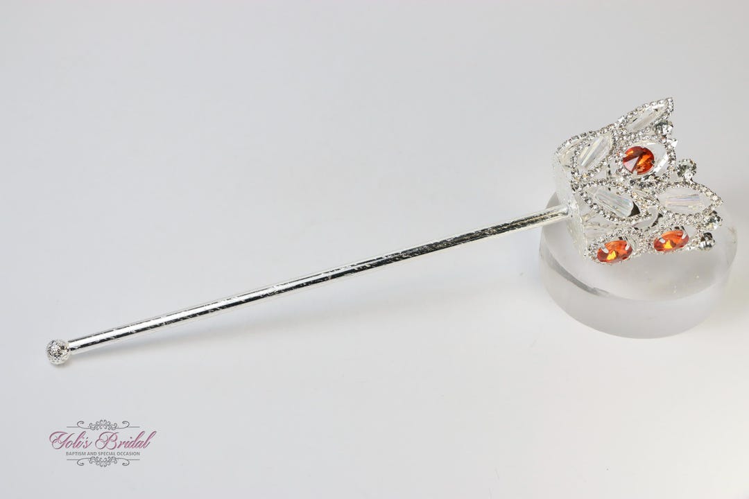 FAST SHIPPING!! Beautiful Silver Scepter With Orange Stones, Gorgeous ...