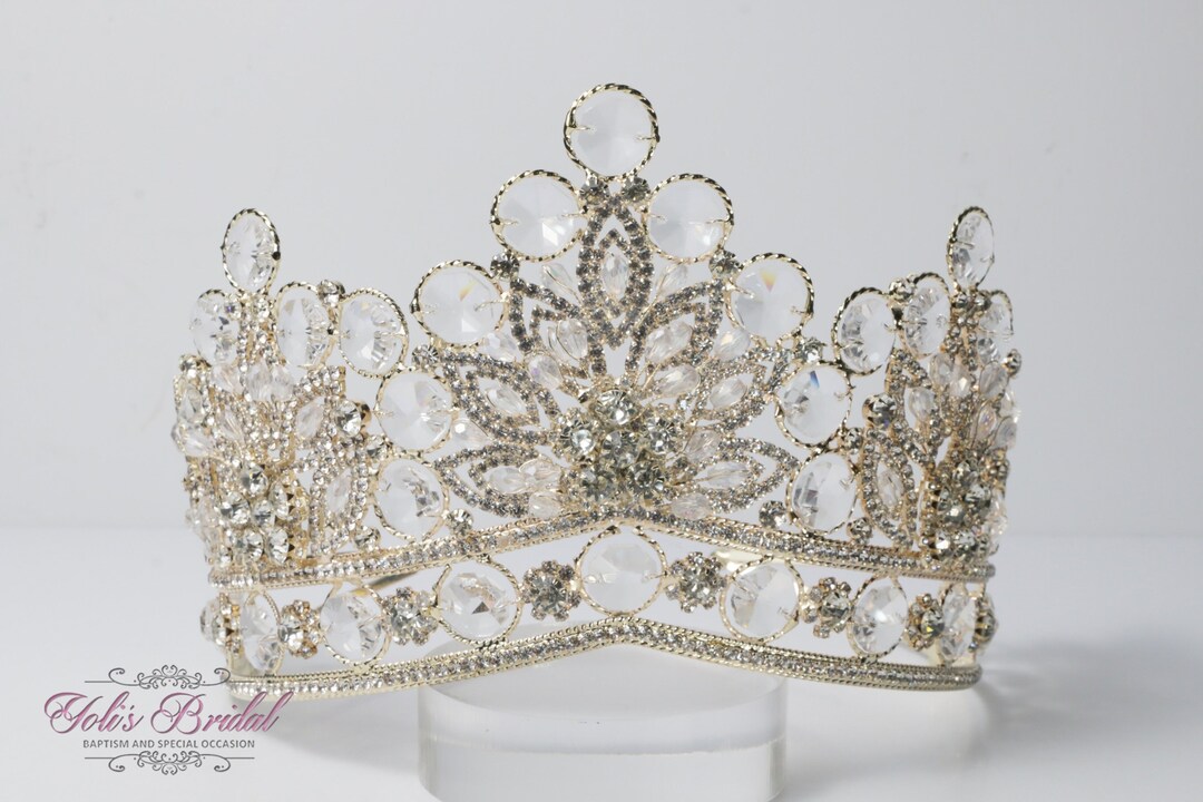 FAST SHIPPING!!! Gold Sparkling Tall Tiara, Gold Crystal Tiara, Wedding ...