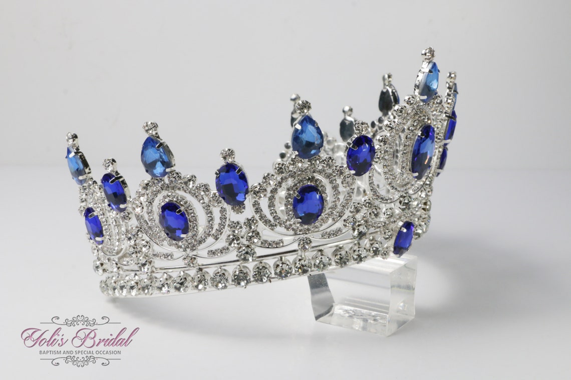 FAST SHIPPING! Silver With Royal Blue Stones Tiara, Gorgeous Silver ...