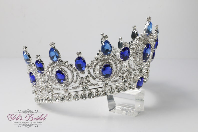 FAST SHIPPING! Silver With Royal Blue Stones Tiara, Gorgeous Silver ...
