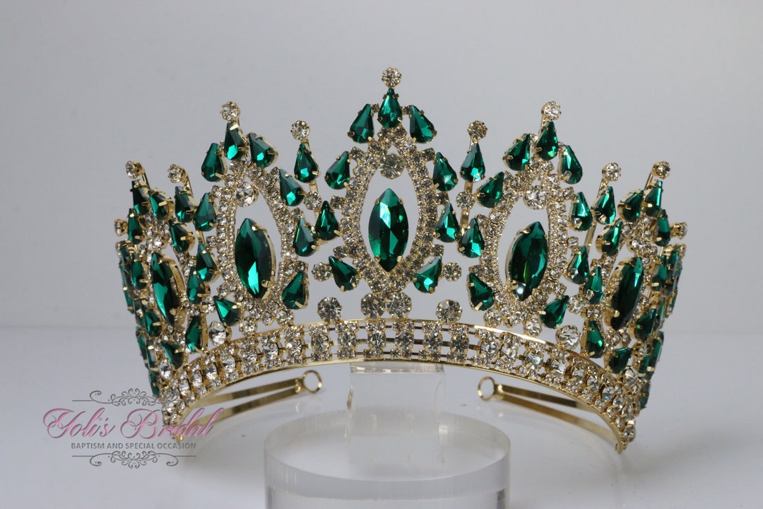 FAST SHIPPING!!! Gold With Jade Stones Crown, Gorgeous Gold Tiara ...