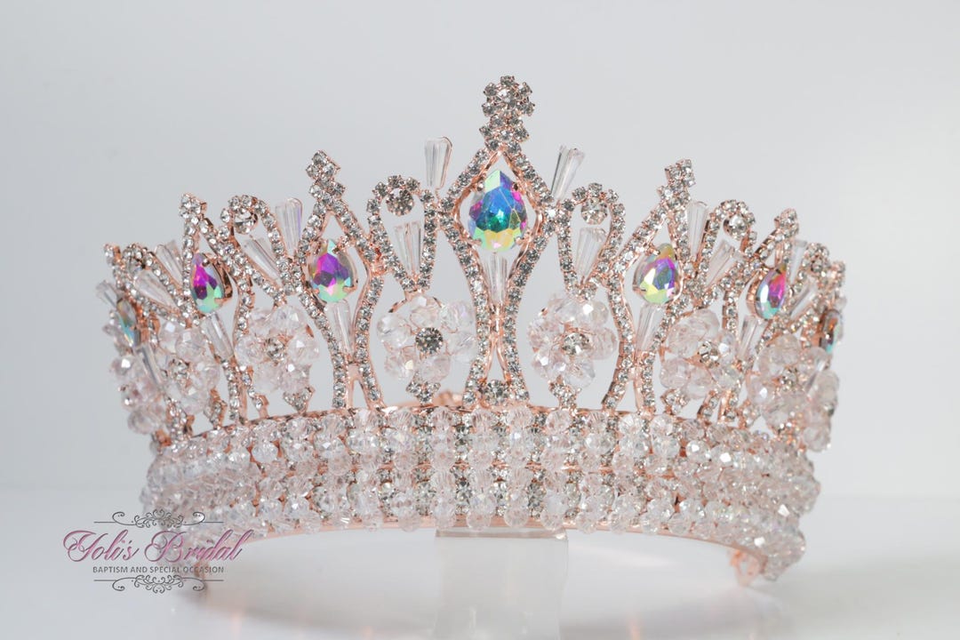 FAST SHIPPING!!! Rose Gold AB Tall Tiara, Royal Crown, Bridal Crown ...