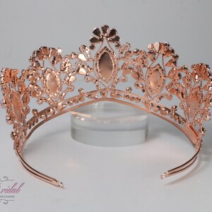 FAST Shipping! Rose Gold Refined Tiara Adorned With Pink Crystals, Pink ...