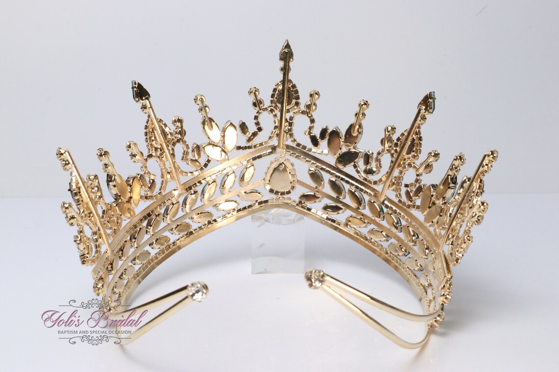 FAST SHIPPING!!! Gold With Jade Stones Crown, Gorgeous Gold Tiara ...