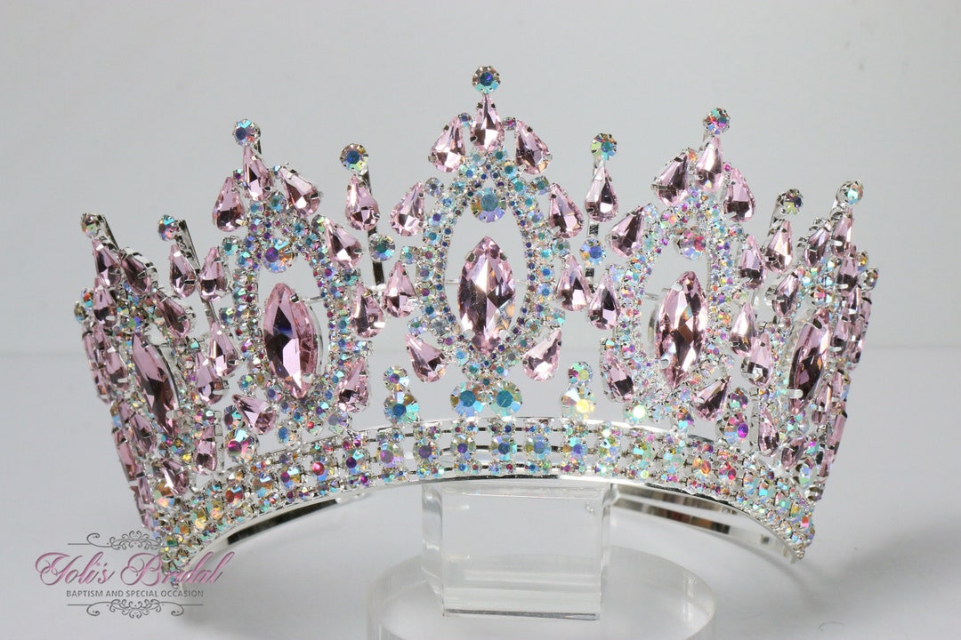 FAST SHIPPING!! Silver AB With Pink Stones Tiara, Communion Tiara ...