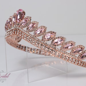 FAST SHIPPING!!! Rose Gold With Pink Stones Tiara, Gorgeous Gold Tiara ...