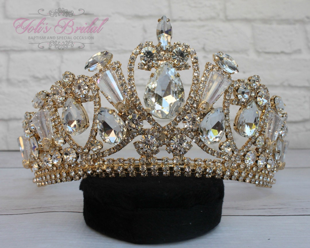 FAST SHIPPING!!! Gold Sparkling Tiara, Crystal Tiara, Wedding Tiara ...