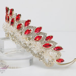 FAST SHIPPING!!! Gold With Red Stones Crown, Gorgeous Gold Tiara ...