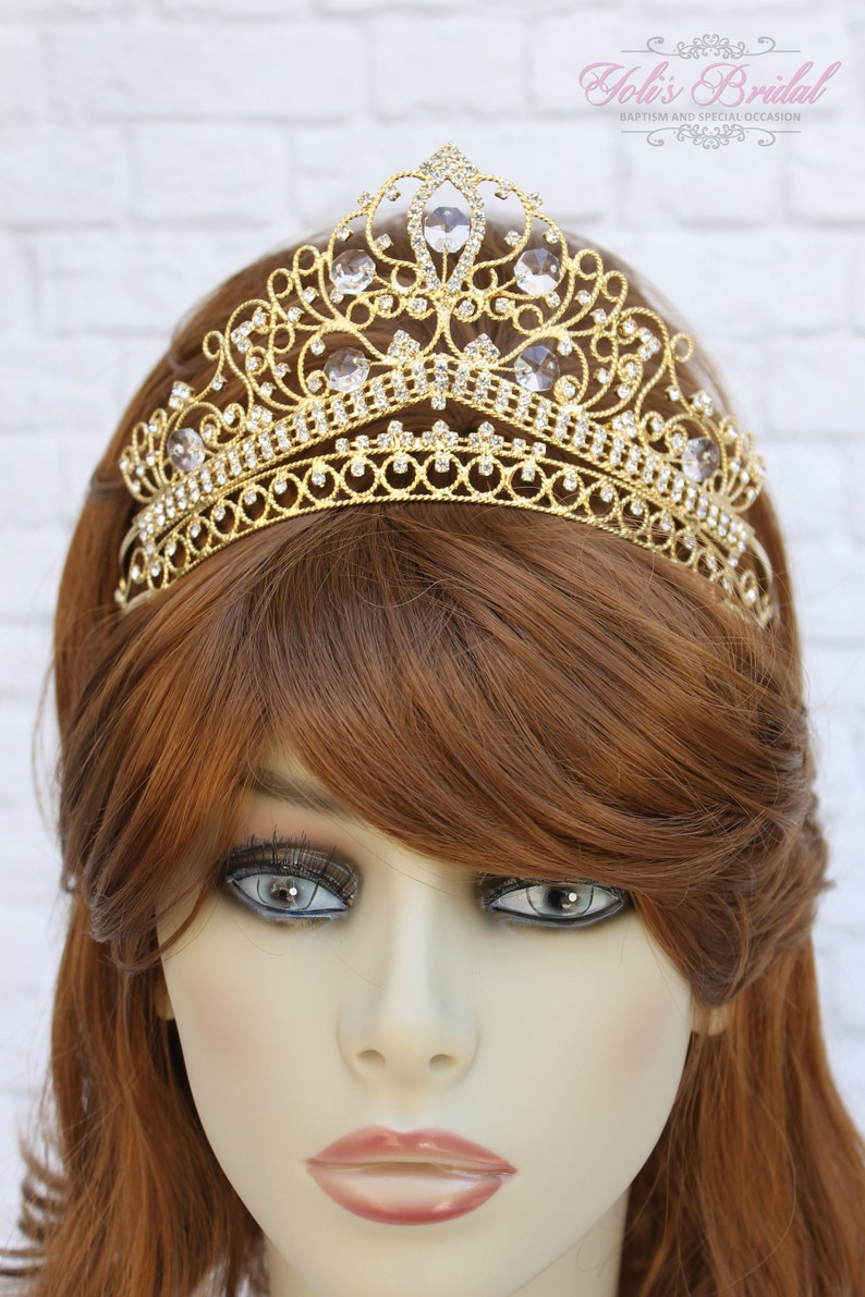 FAST SHIPPING Gold Sparkling Tiara Crystal Tiara Wedding - Etsy