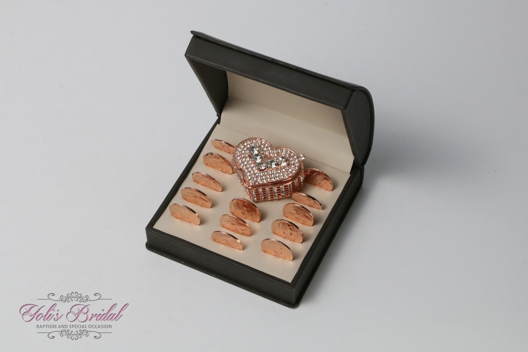 FAST SHIPPING! Rose Gold Wedding Arras Set in a Beautiful Box, Rose ...