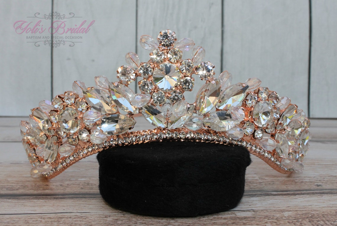 FAST SHIPPING Rose Gold Sparkling Tiara Crystal Tiara - Etsy