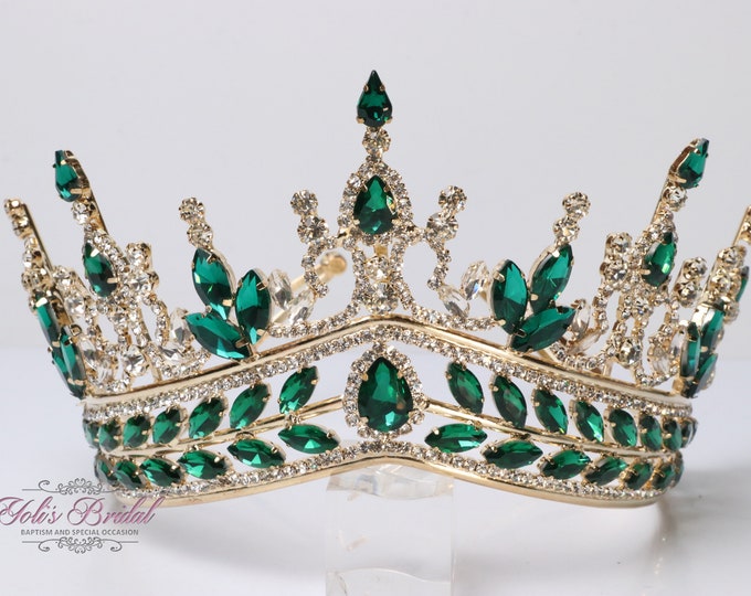 FAST SHIPPING!!! Gold With Jade Stones Crown, Gorgeous Gold Tiara ...