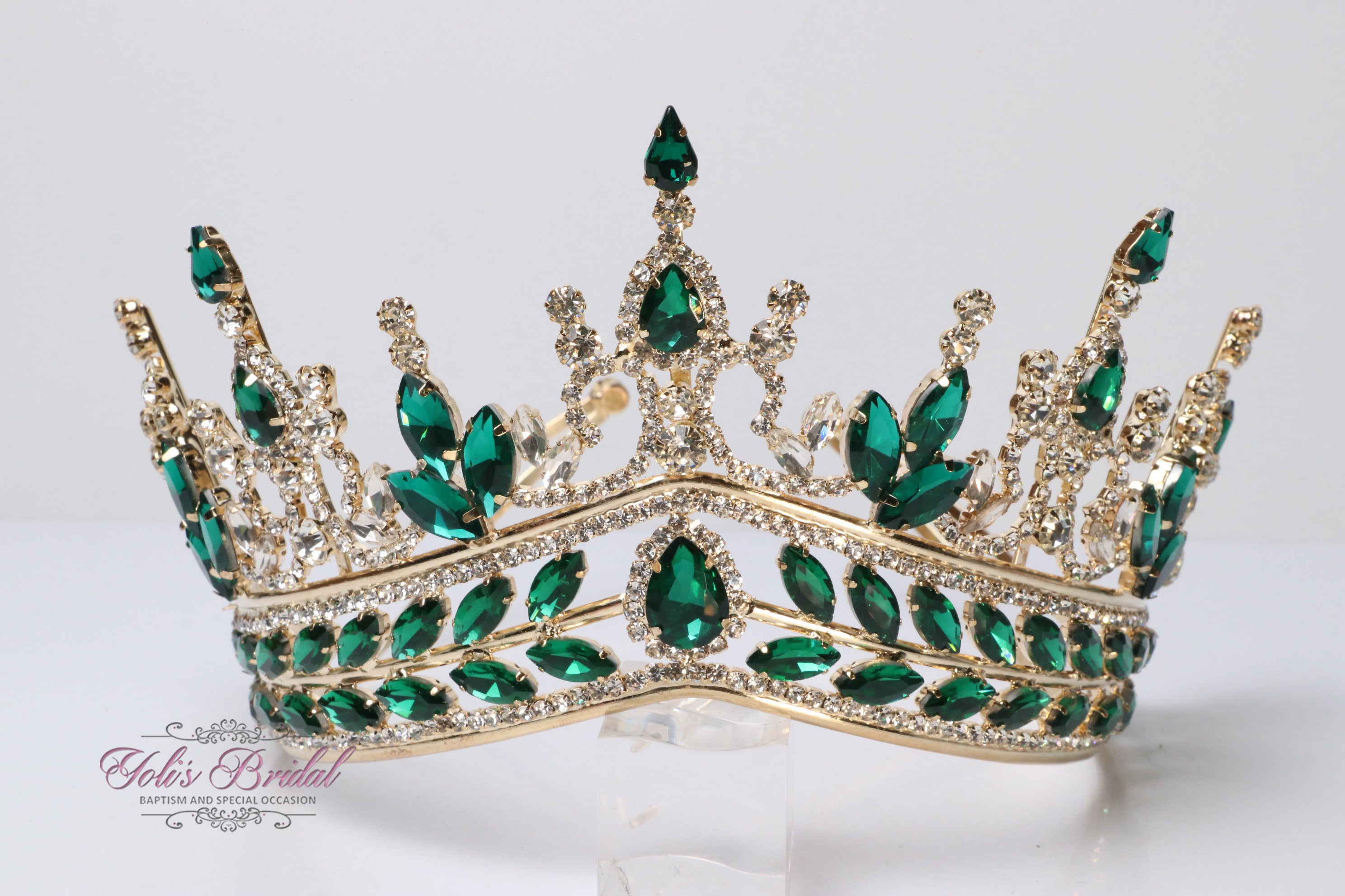 FAST SHIPPING!!! Gold With Jade Stones Crown, Gorgeous Gold Tiara ...