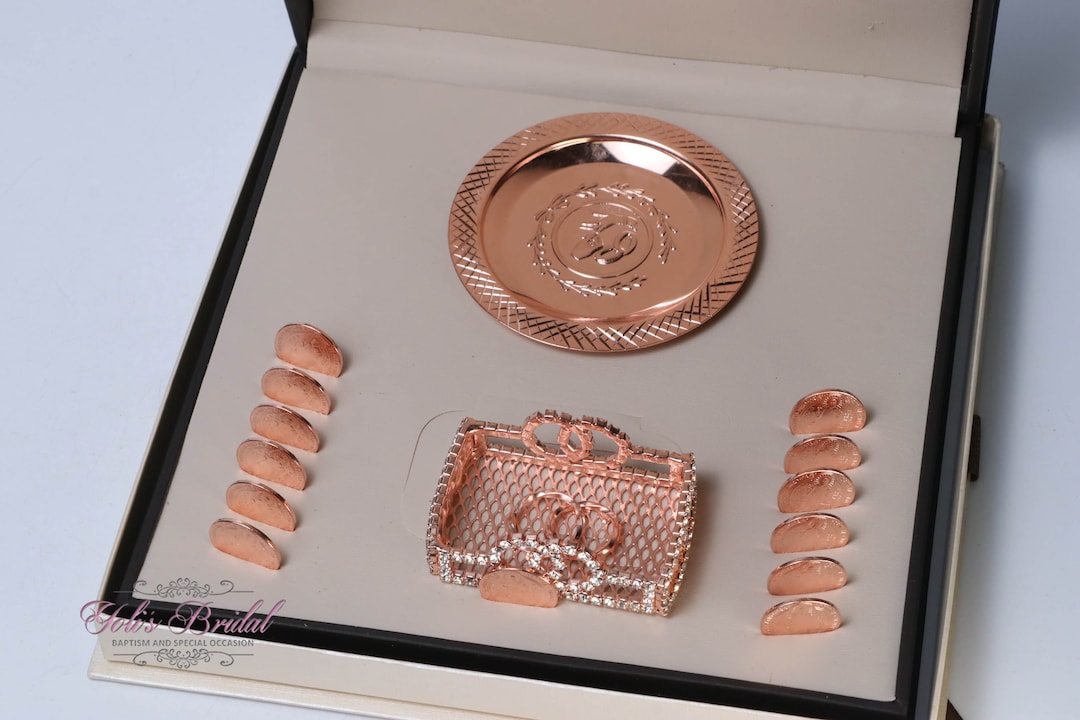 FAST SHIPPING! Rose Gold Wedding Arras Set in a Beautiful Box, Rose ...