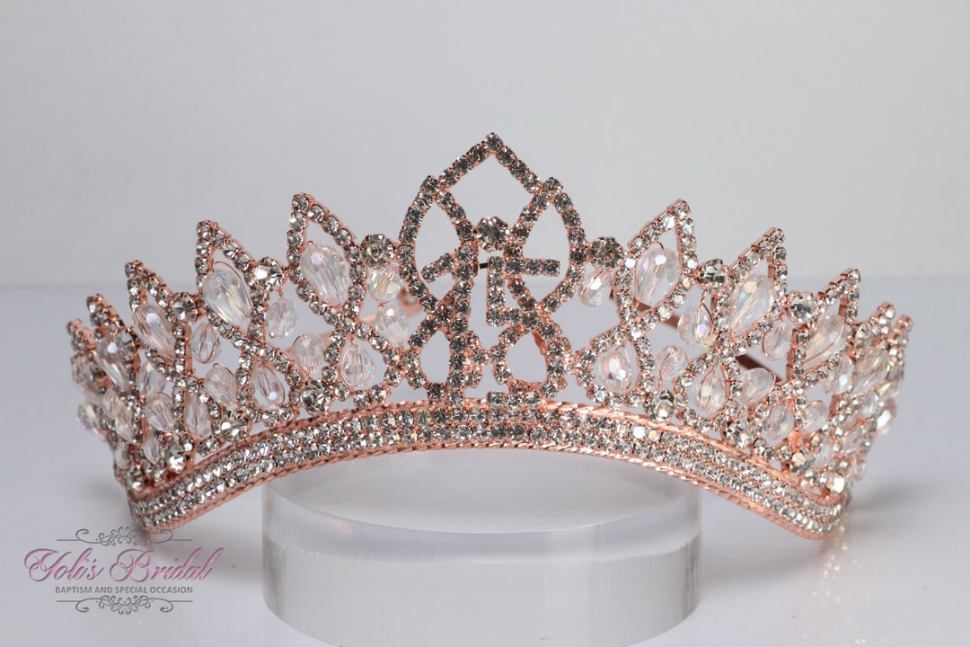 Fast Shipping!!! Rose Gold Quinceañera Tiara, Rose Gold XV Tiara, XV ...