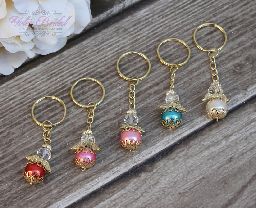 FAST SHIPPING!! 12 Pieces Gold Angel Key Chain, Christening Favor ...