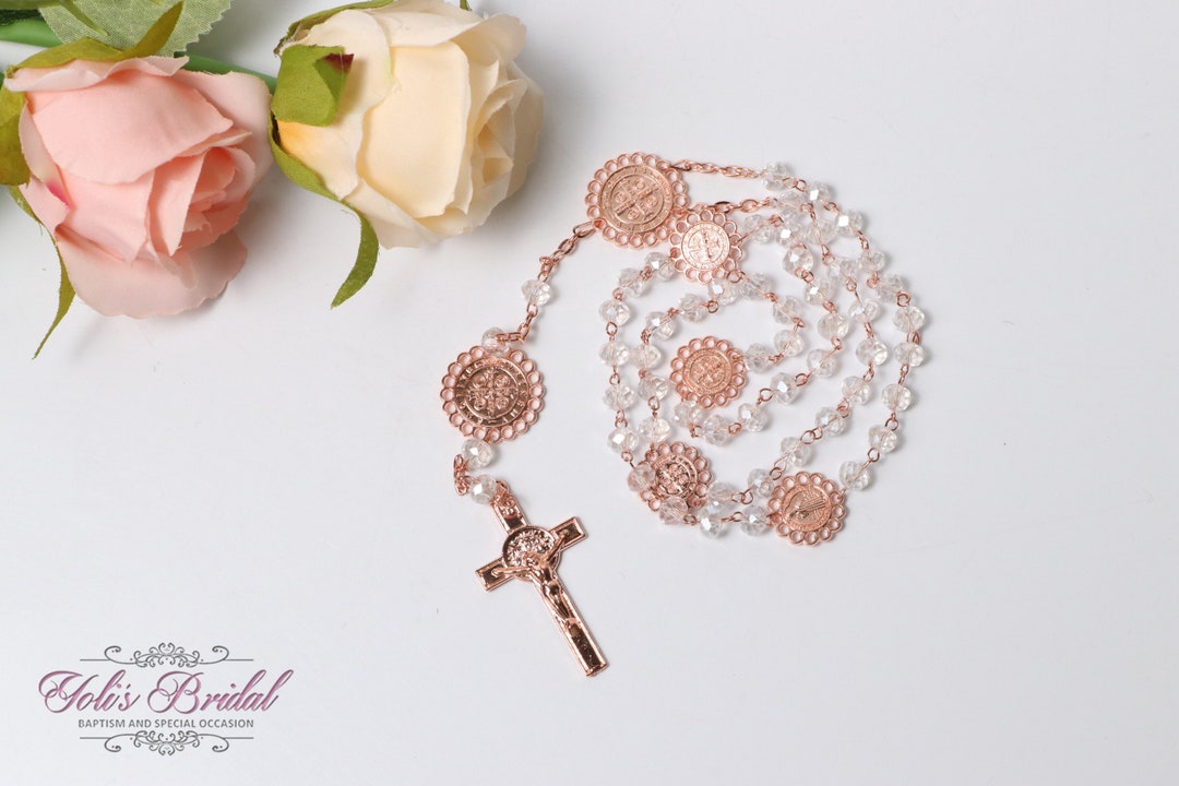 FAST SHIPPING!! Beautiful Rose Gold Rosary, Wedding Rosary, Communion ...