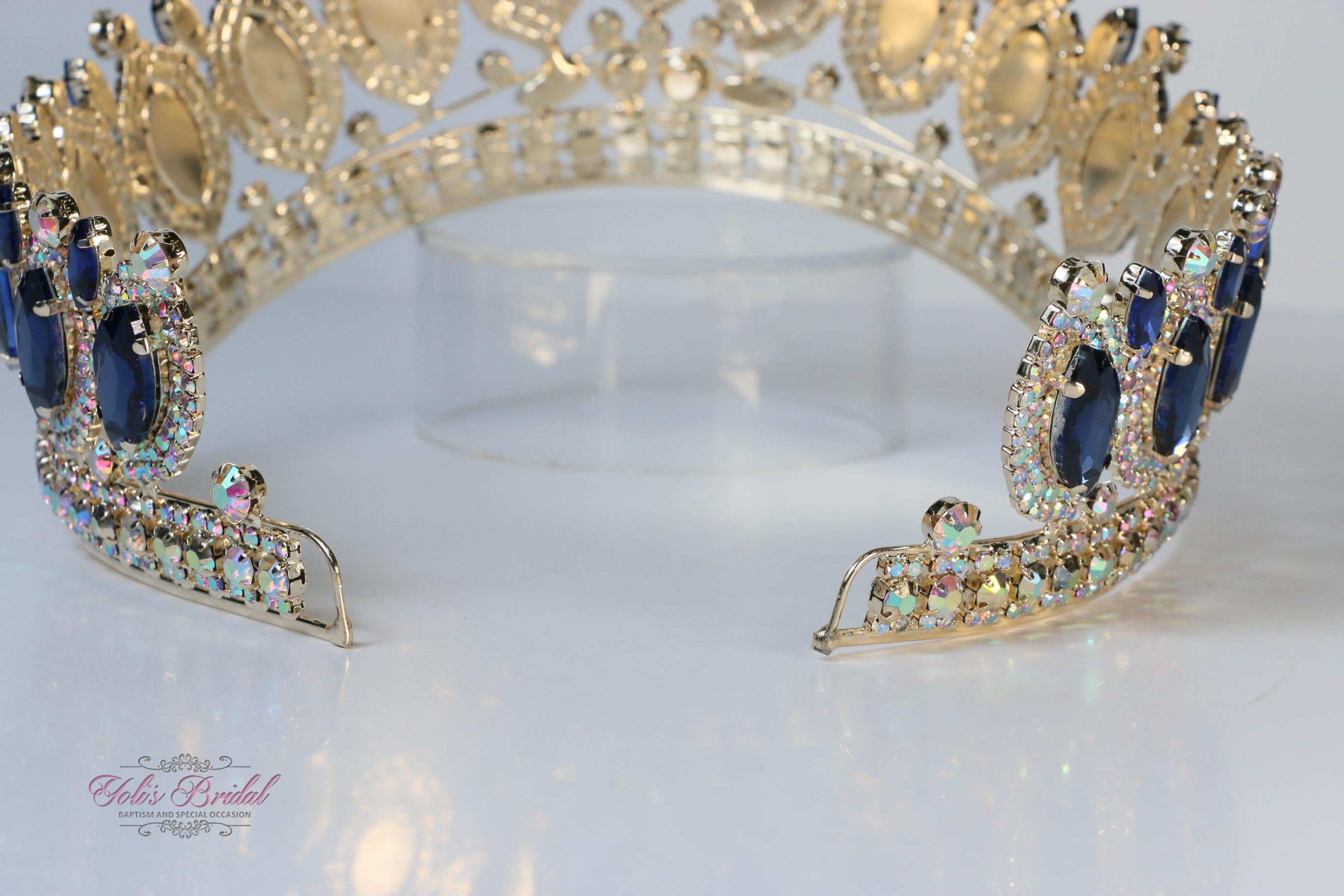 FAST SHIPPING!!! Gold With Navy Blue and AB Stones Tiara, Gold and Navy ...