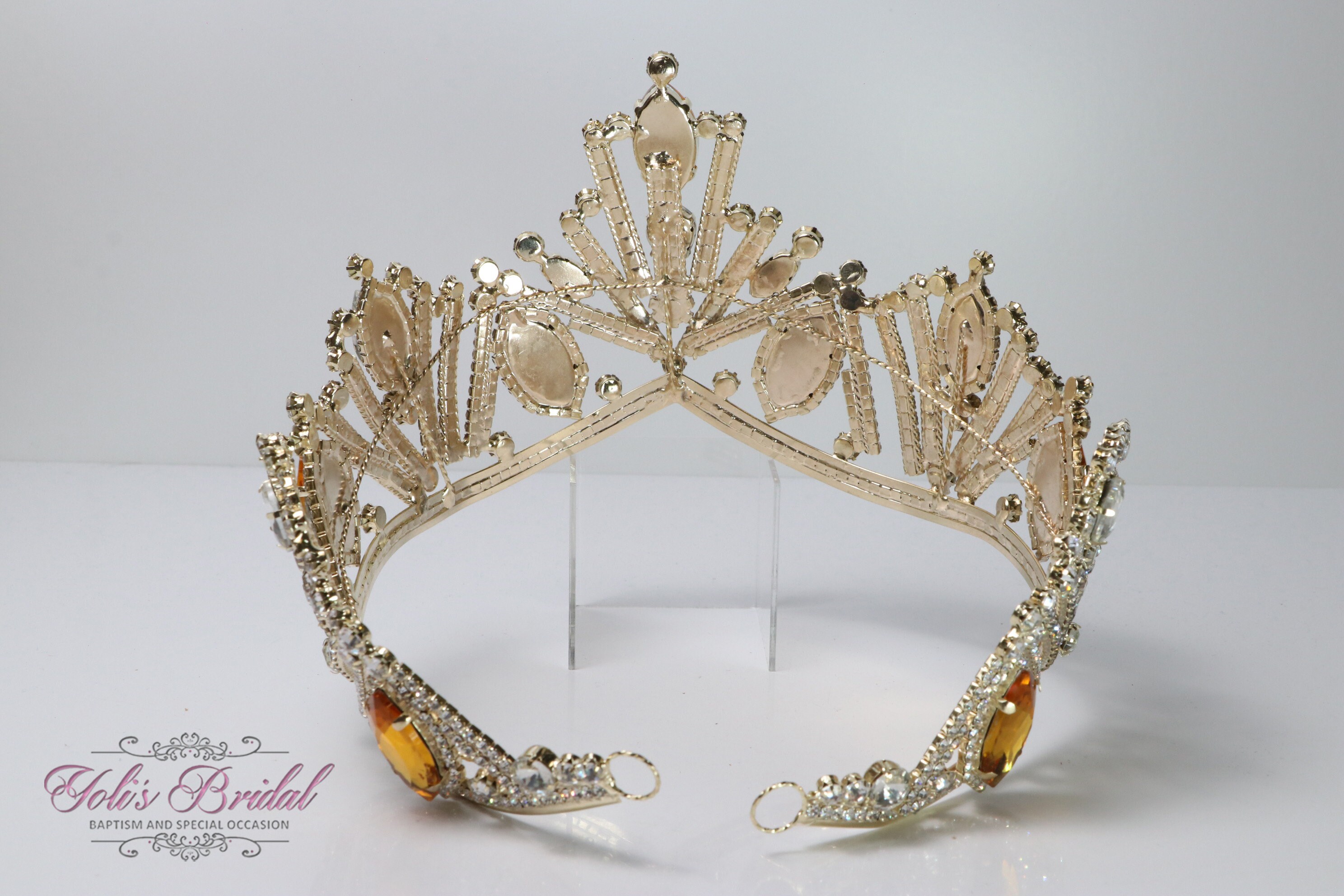 FAST SHIPPING!!! Gold Tiara With Honey Stones, Gorgeous Gold Crystal ...