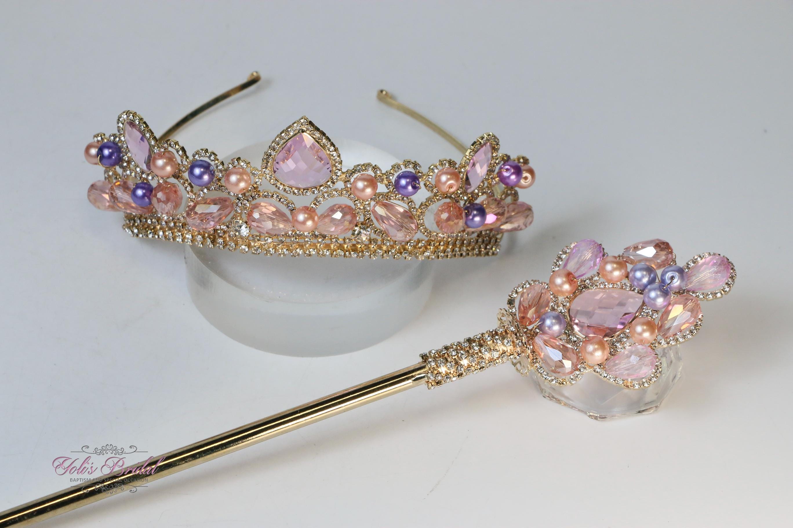 FAST SHIPPING!!! Gold Girl Sparkling Pearl Tiara With Scepter, Gorgeous ...