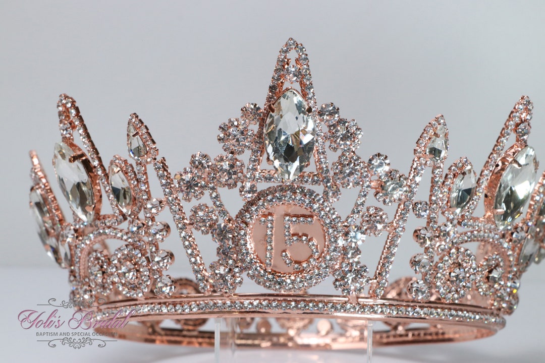 FAST SHIPPING Rose Gold Sparkling Tiara, Crystal Tiara, Quinceañera ...