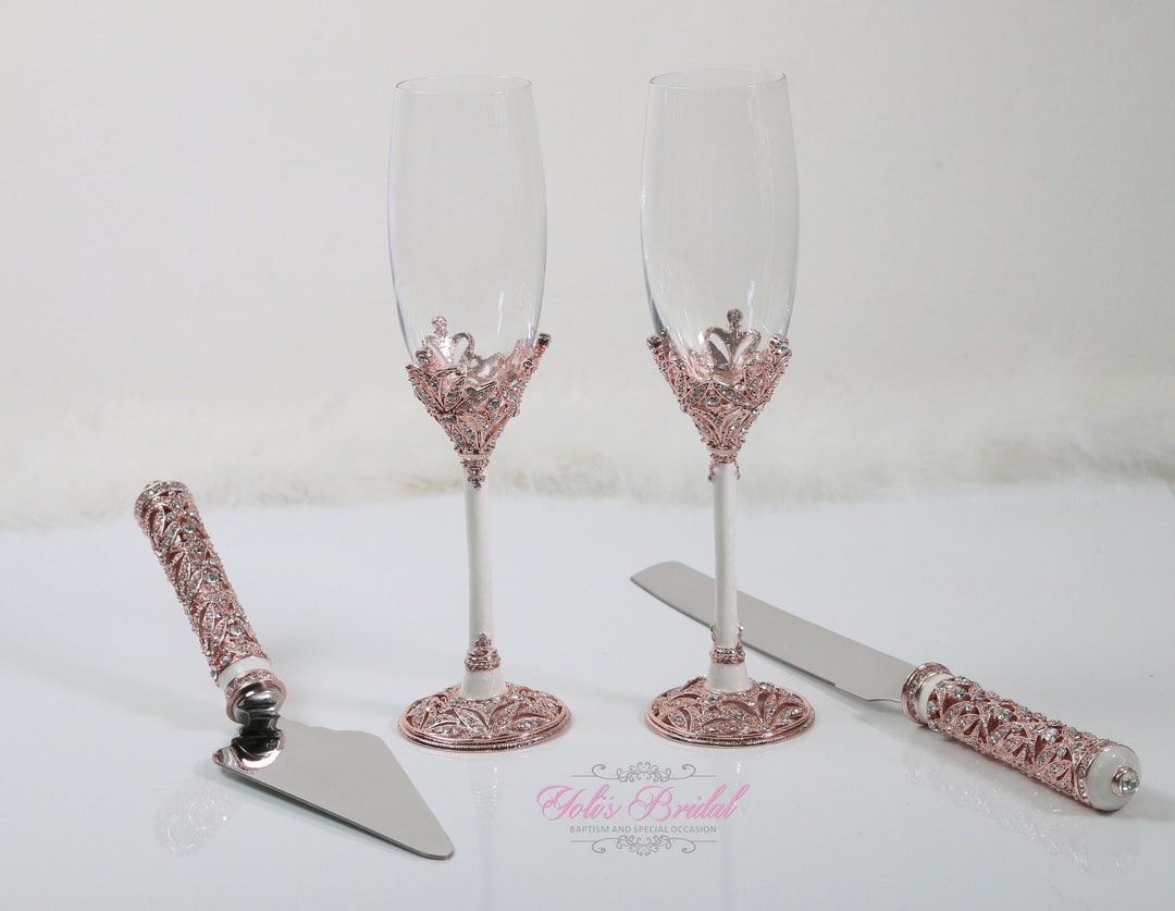 FAST SHIPPING!! Swarovski Crystal Wedding Toast Set, Champagne Glasses ...