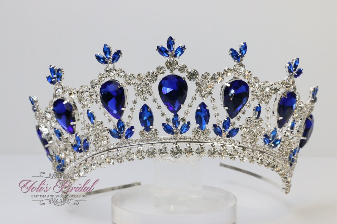 FAST SHIPPING!!! Silver With Blue Stones Tiara, Gorgeous Silver Tiara ...