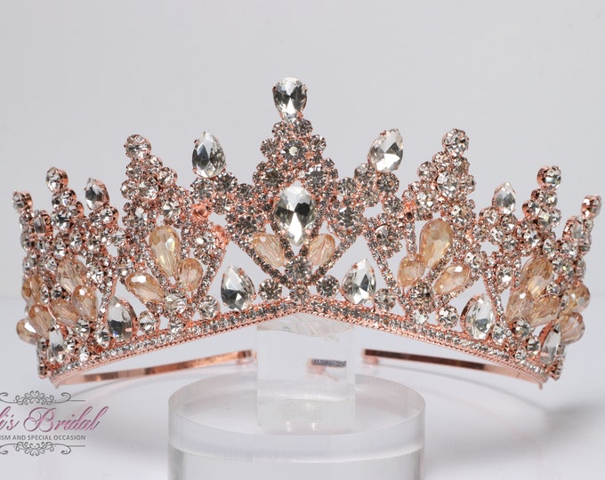 FAST SHIPPING!!! Rose Gold Sparkling Tiara, Rose Gold Crystal Tiara ...