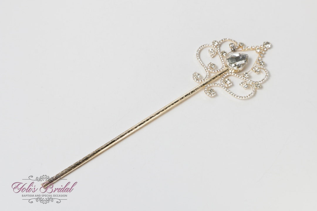 FAST SHIPPING!! Beautiful Gold Scepter, Crystal Scepter, Scepter, Gold ...