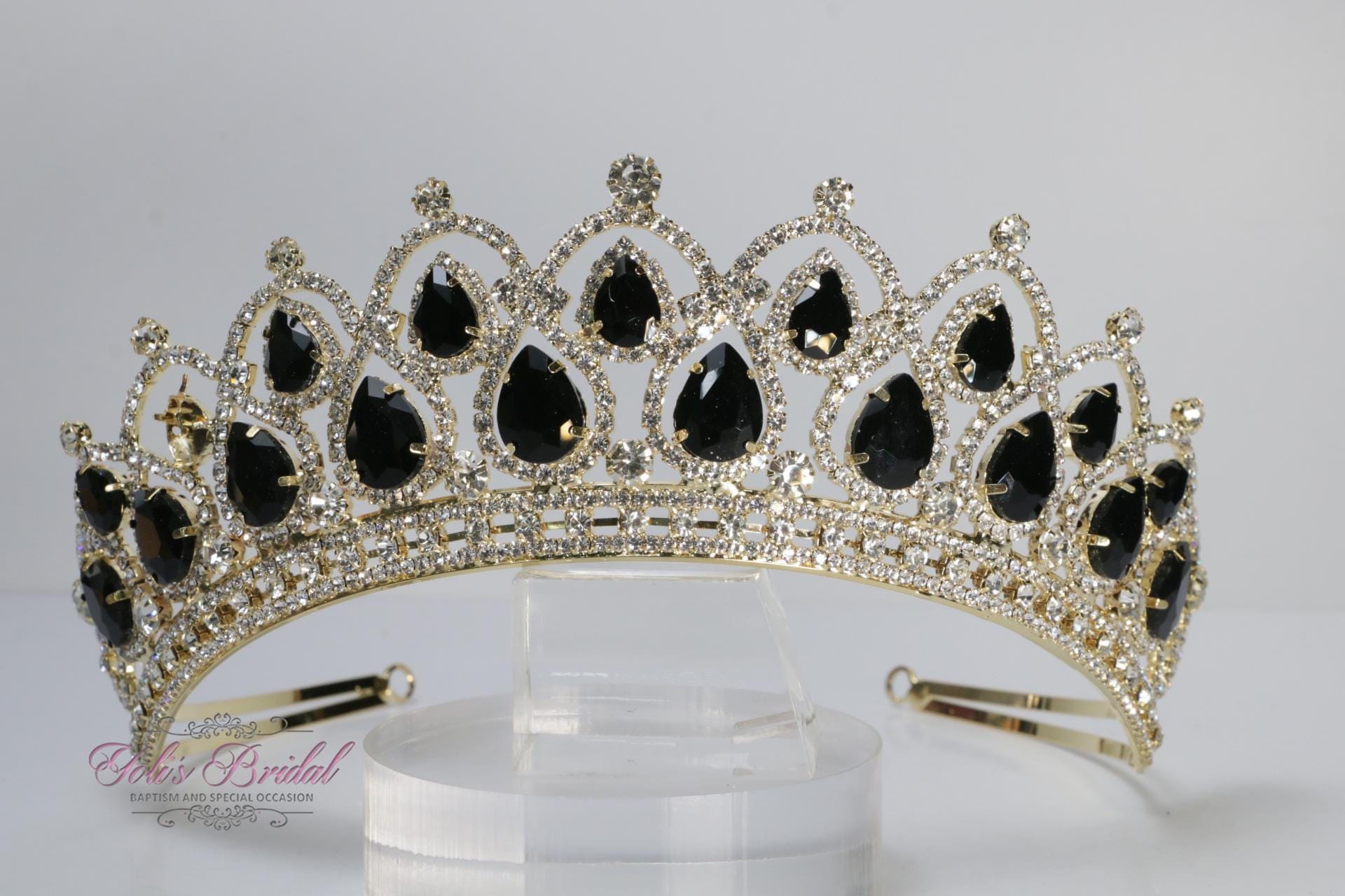 FAST SHIPPING!!! Gold With Black Stones Tiara, Gorgeous Gold Tiara ...