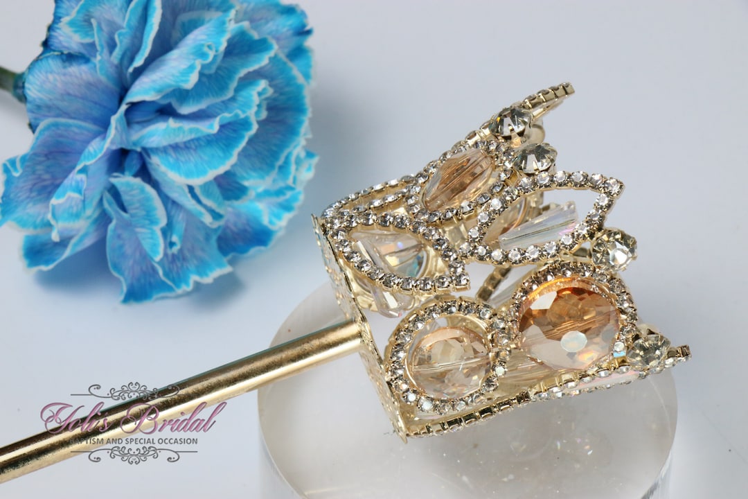 FAST SHIPPING Beautiful Gold Scepter With Champagne Stones, Crystal ...