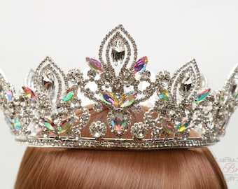 FAST SHIPPING!! Rose Gold Round Crown With Clear Stones, Circular, Full ...