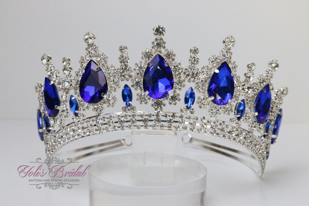 FAST SHIPPING!!! Silver With Blue Stones Tiara, Gorgeous Silver Tiara ...