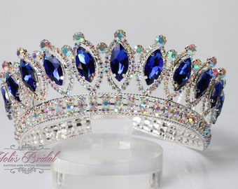 FAST SHIPPING Silver With Blue Stones Tiara, Gorgeous Silver Tiara ...