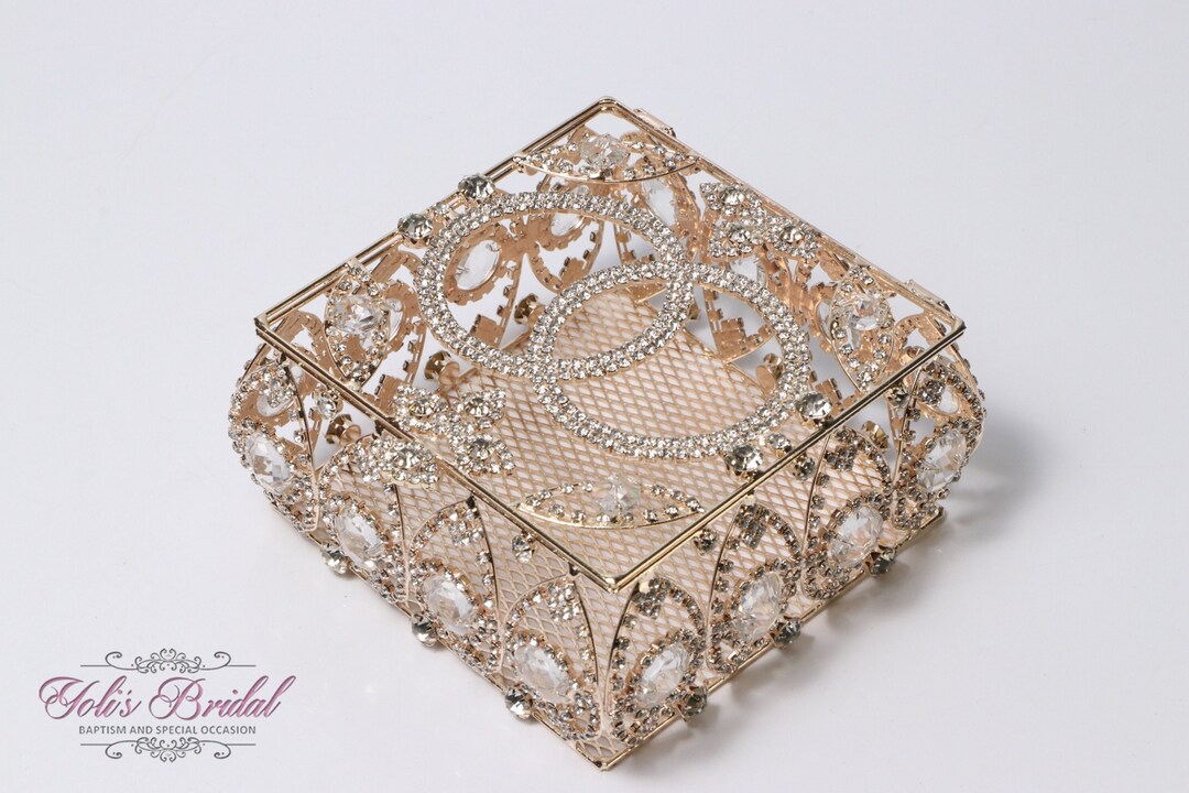 NEW!! Gold Beautiful Wedding Box, Lasso Box, Crystal Box, Treasure ...