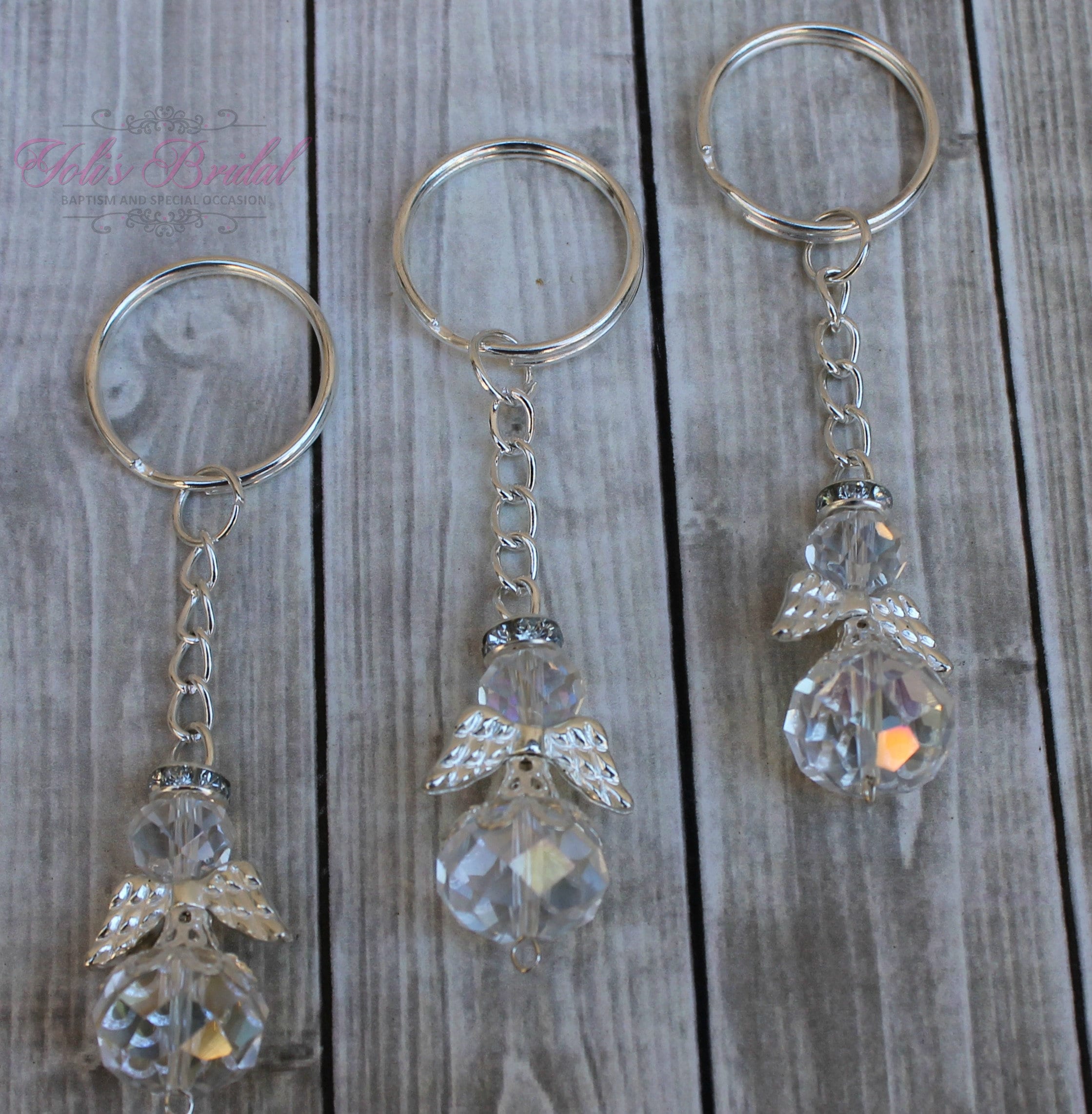 FAST SHIPPING 12 Pieces Silver Angel Key Chain Christening | Etsy