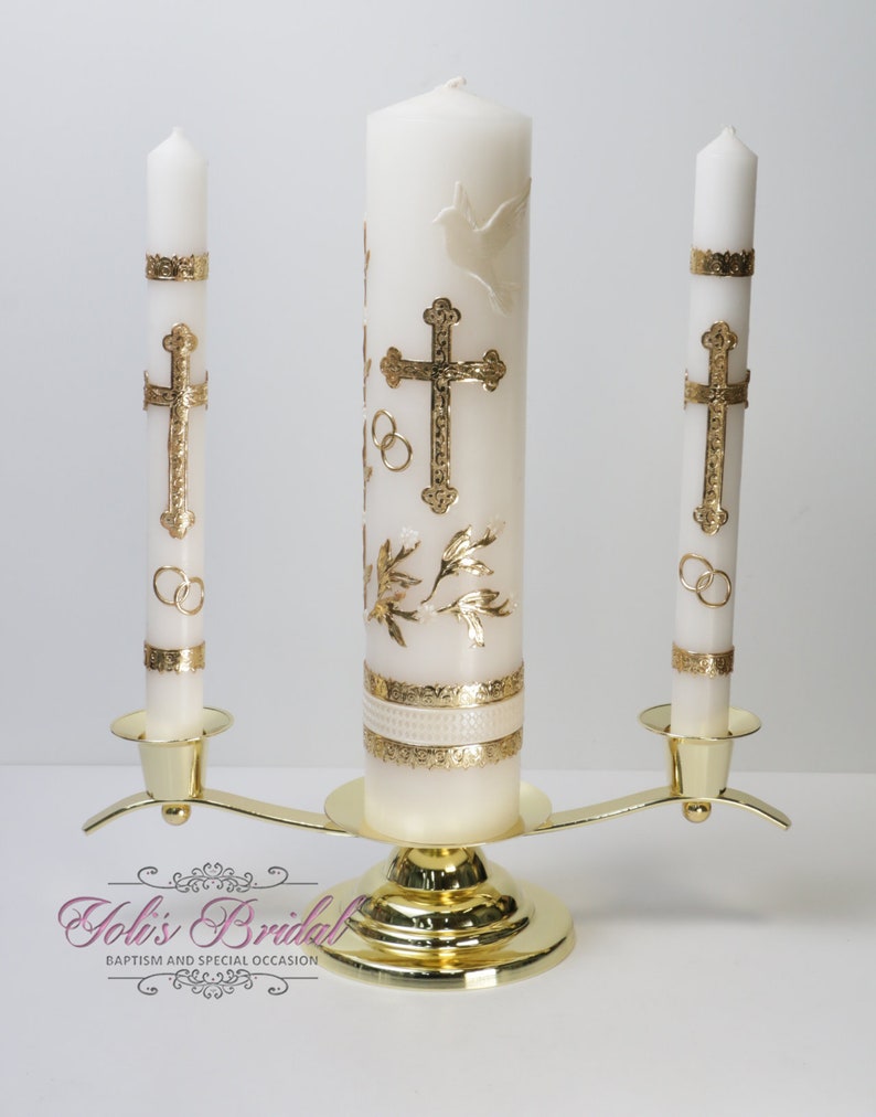 NEW!! Gold Unity Candle Set, Gold Wedding Unity Candle Set With Candle ...