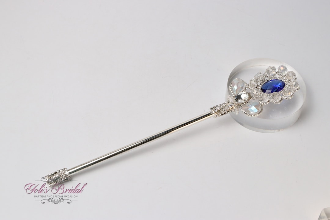 FAST SHIPPING!! Beautiful Silver Scepter With Blue Stones, Gorgeous ...