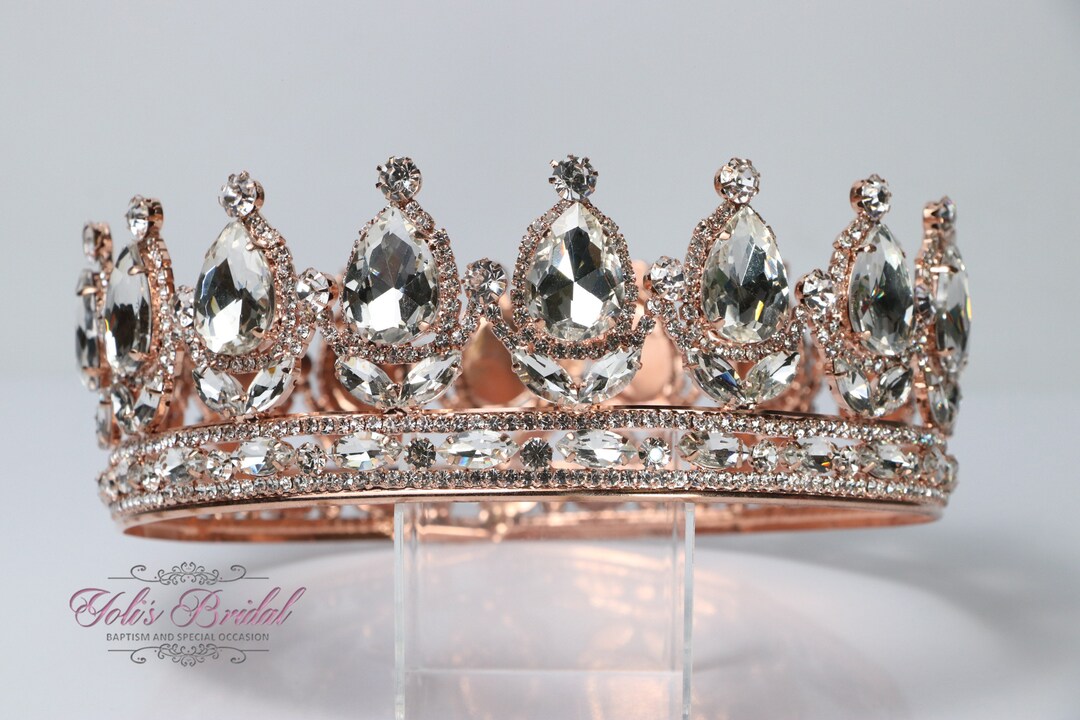 FAST SHIPPING!! Rose Gold Round Crown, Royal Crown, Full Crown, Tiara ...
