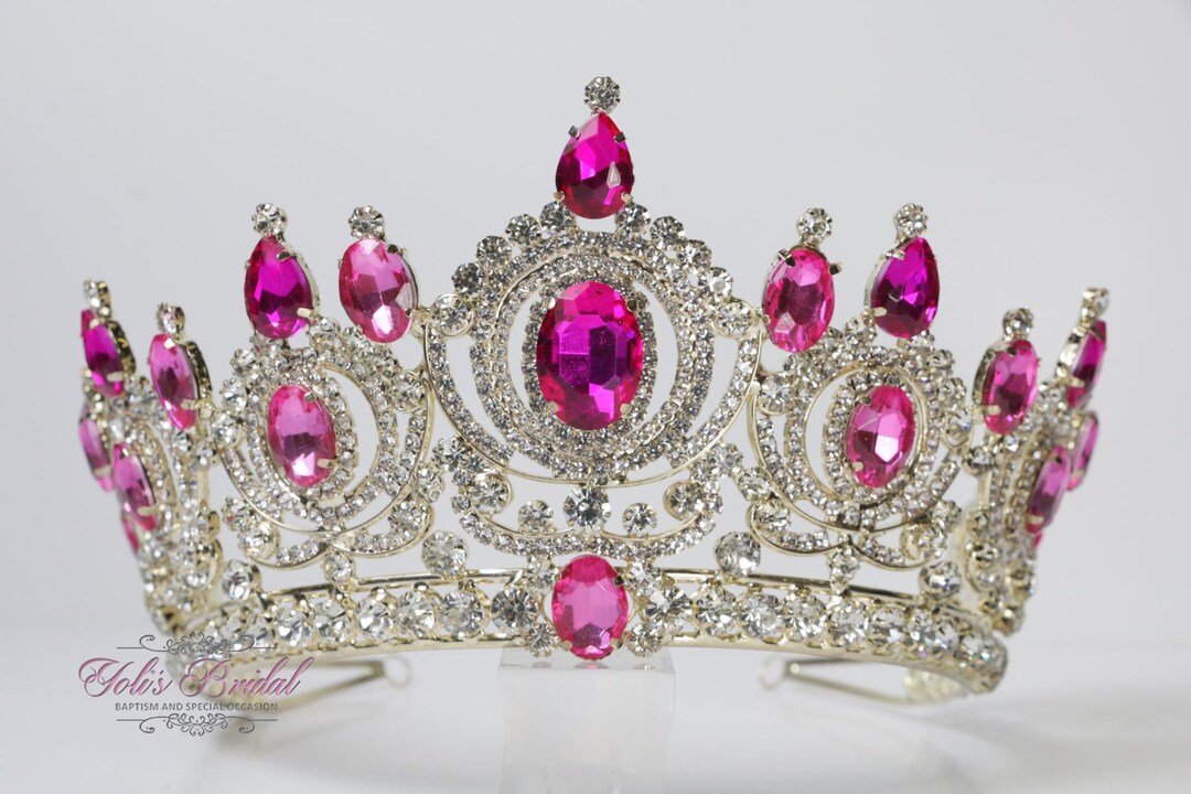 FAST SHIPPING! Gold Tiara Adorned With Hot Pink Stones, Pink Crystals ...